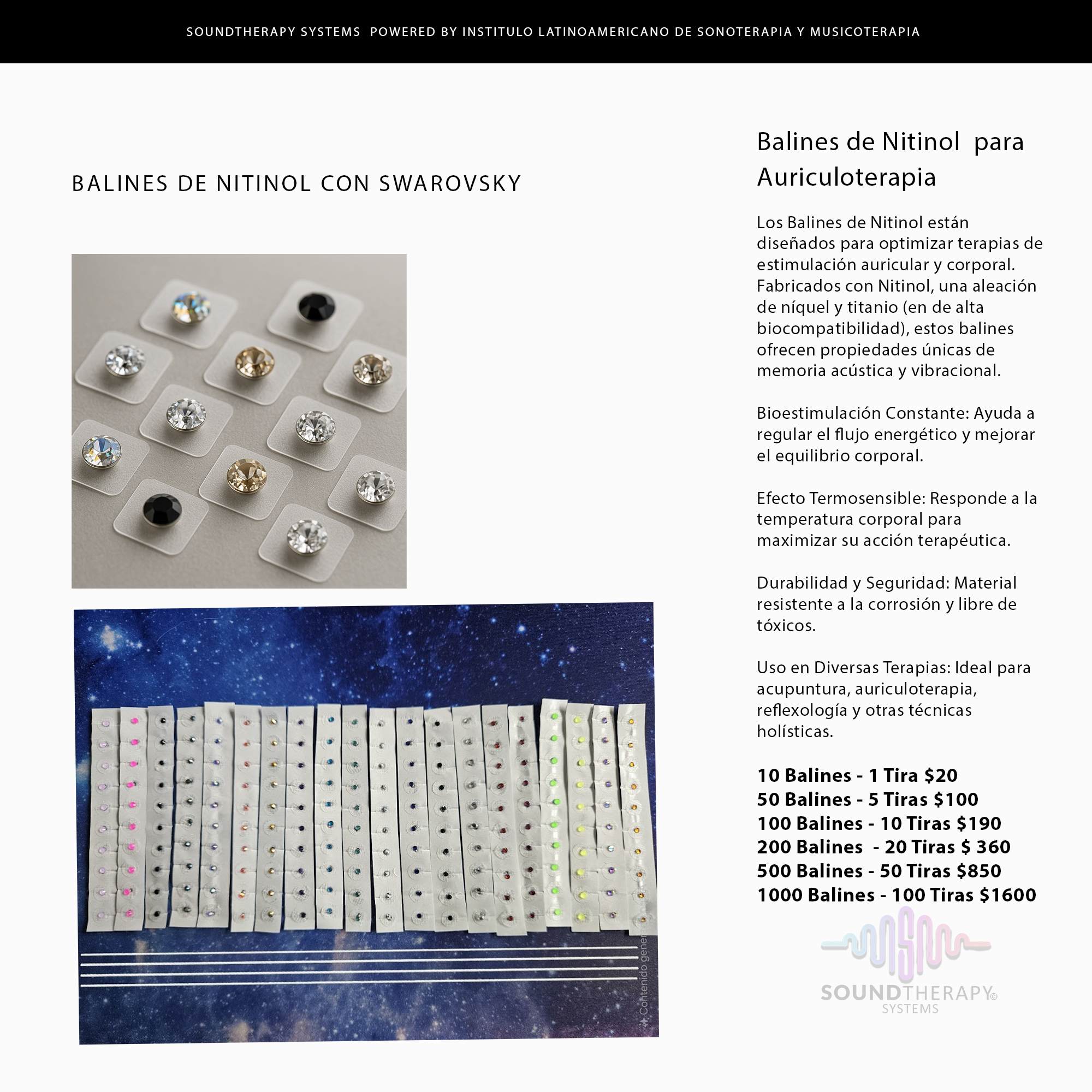 Balines de Nitinol con Swarovski - Sound Therapy Systems